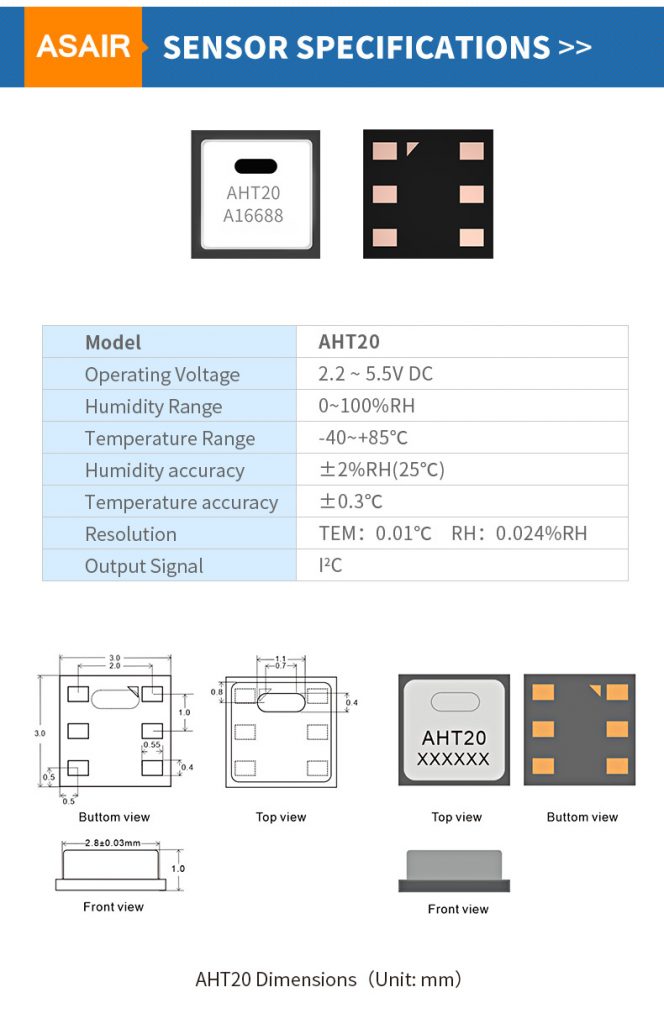 ASAIR AHT20 Integrated Temperature And Humidity Sensor