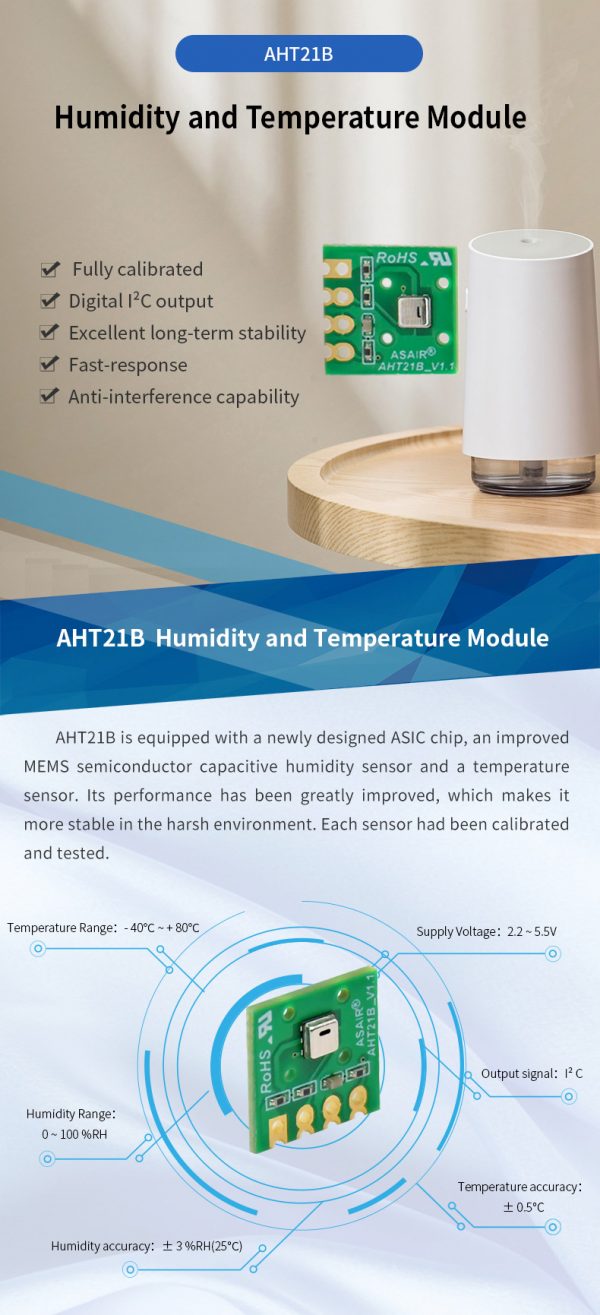 ASAIR AHT21B Temperature And Humidity Sensor