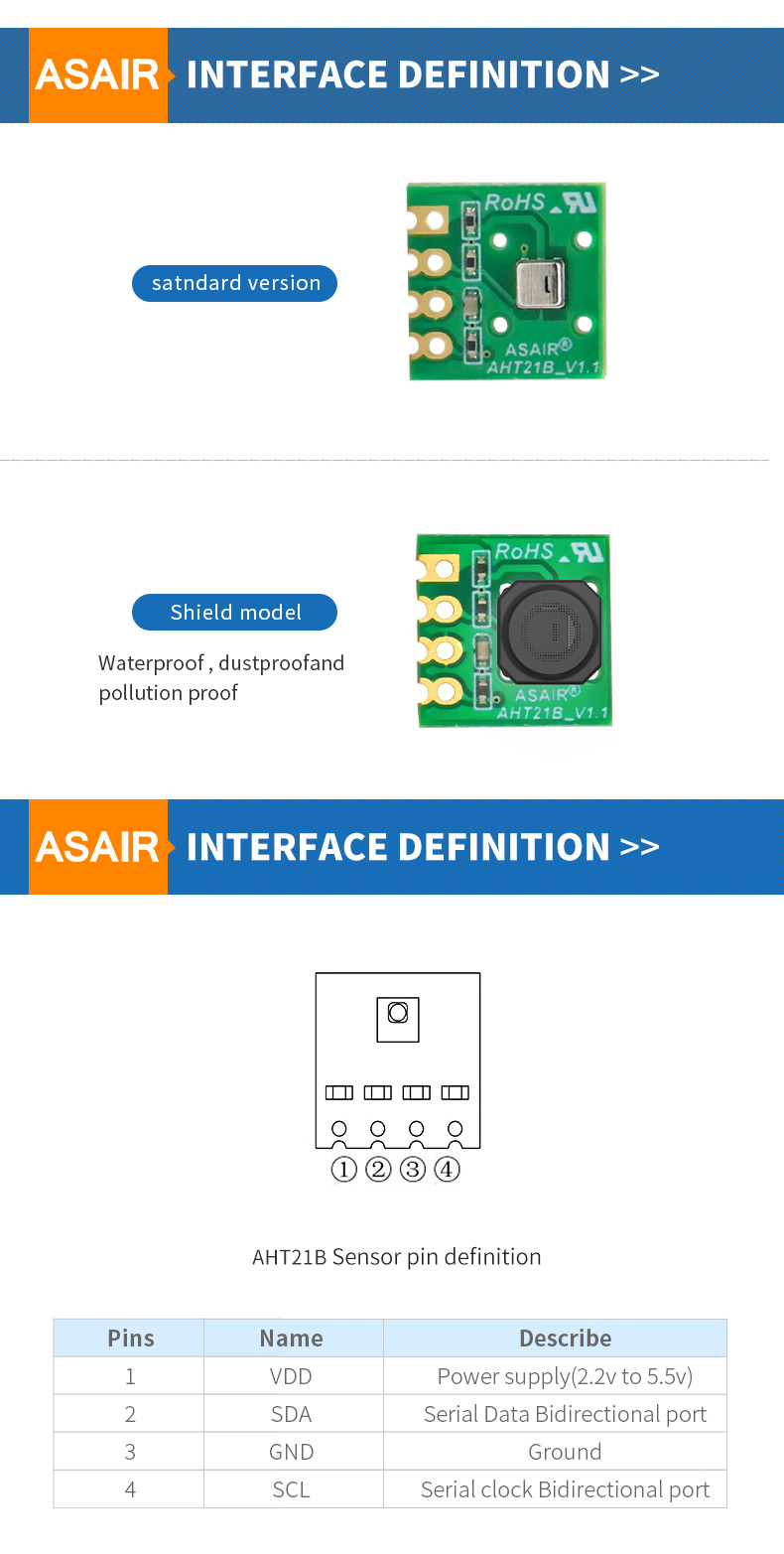 ASAIR AHT21B Temperature And Humidity Sensor