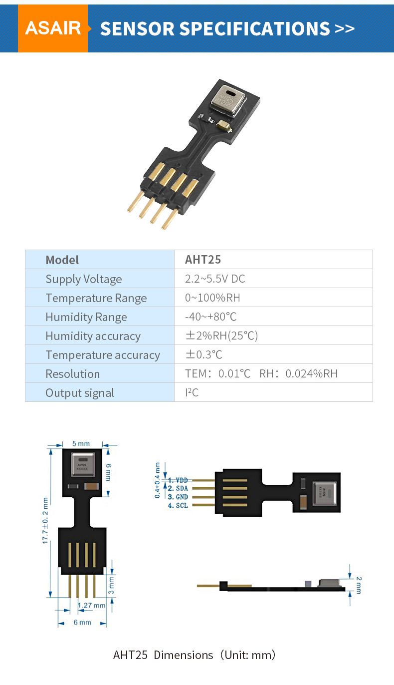 ASAIR AHT25 Integrated Temperature And Humidity Sensor