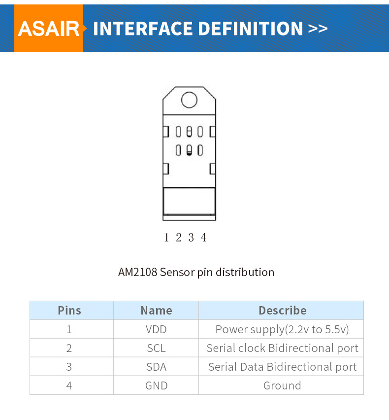 ASAIR AM2108 Min Temperature and Humidity Sensor Module