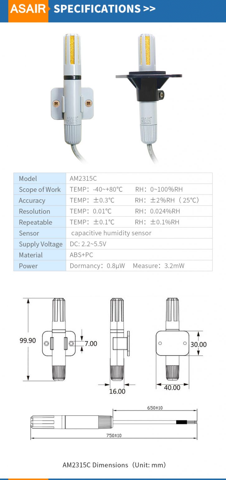 ASAIR AM2315C Temperature And Humidity Sensor