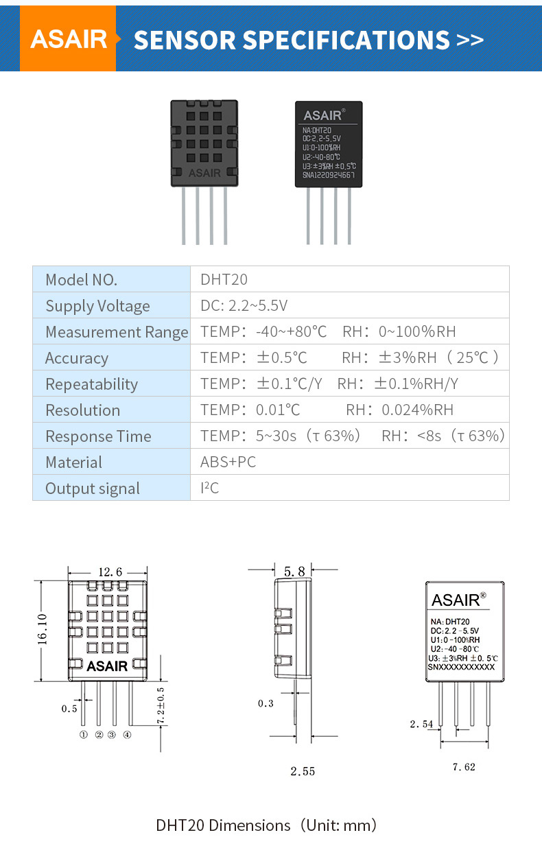ASAIR An upgraded version of DHT11 DHT22