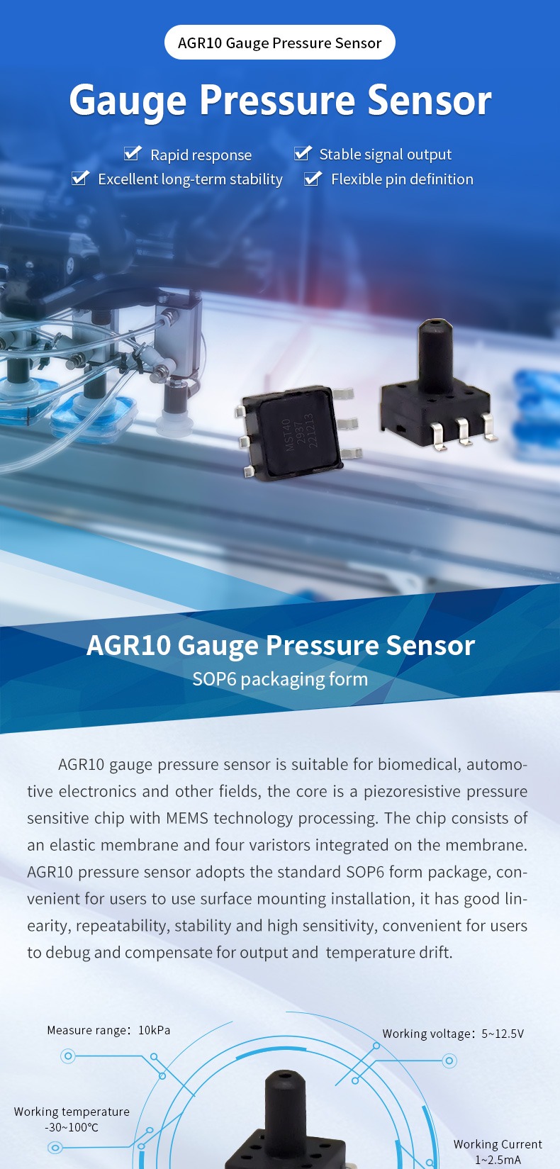AGR10 Gauge Pressure Sensor