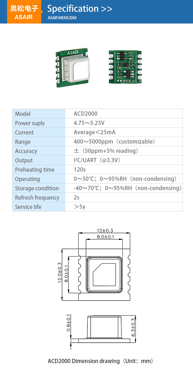 ACD2000 Photoacoustic CO2 sensor