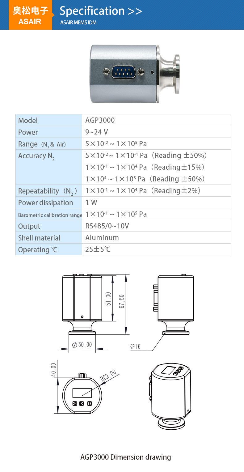 AGP3000 Pirani Vacuum Gauge