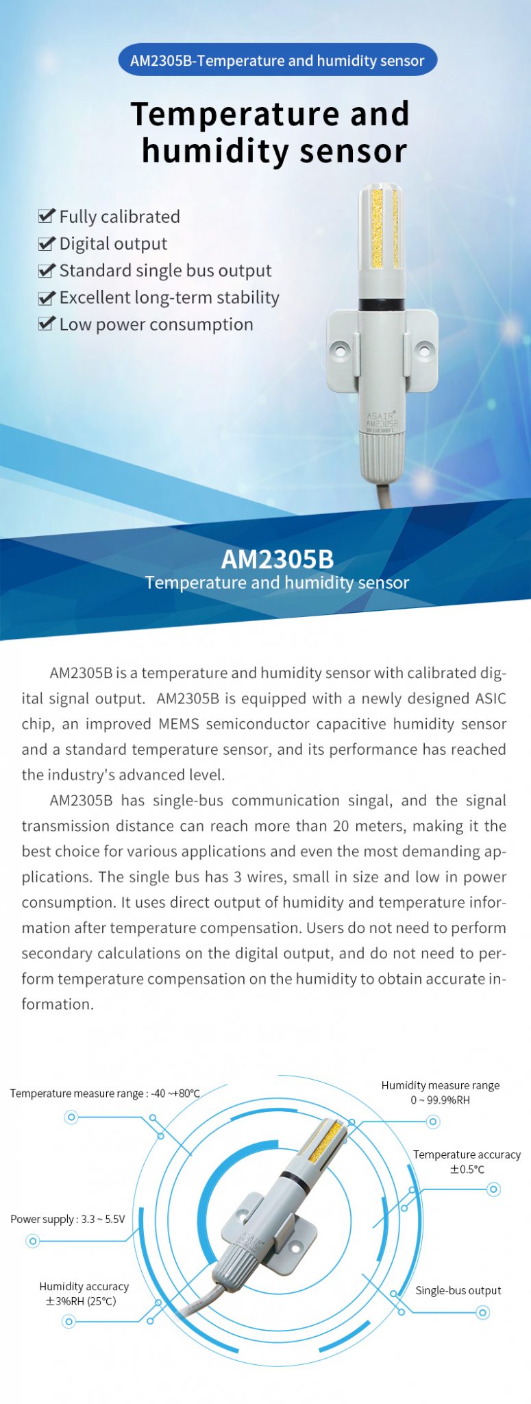 AM2305B Temperature and humidity probe