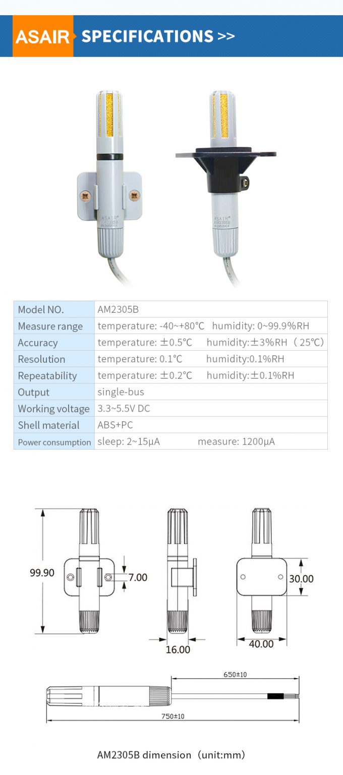 AM2305B Temperature and humidity probe